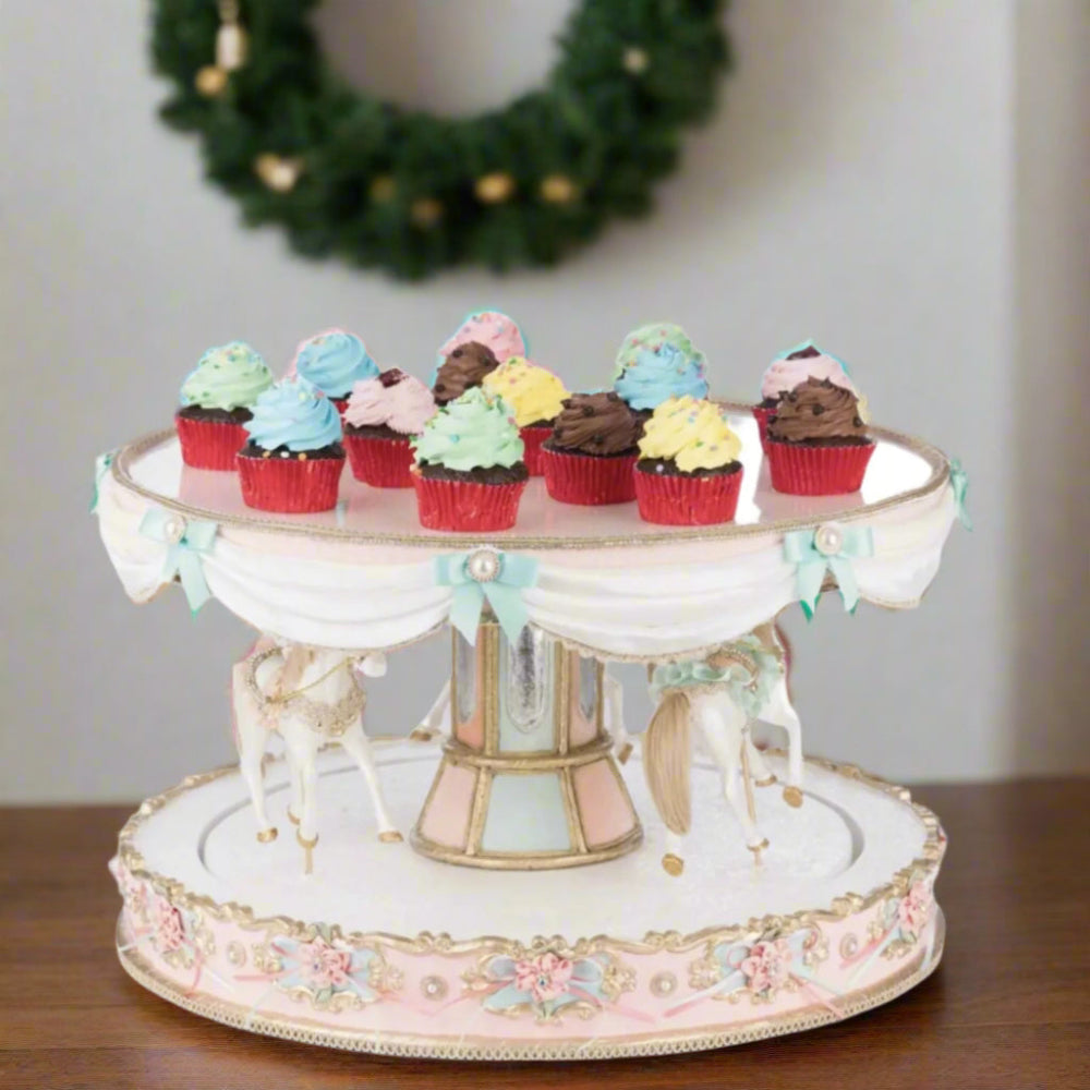 28-528850 Katherines Collection Joyeux Noel Horse Carousel Server 810187071515 – Baker Rowe